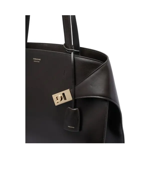 FERRAGAMO Hug Clasp Detail Tote Bag - Black