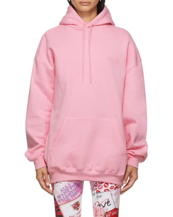 Balenciaga Logo Printed Oversize Hoodie - Pink