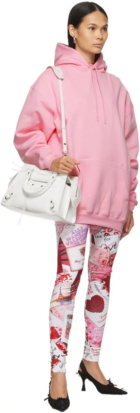Balenciaga Logo Printed Oversize Hoodie - Pink