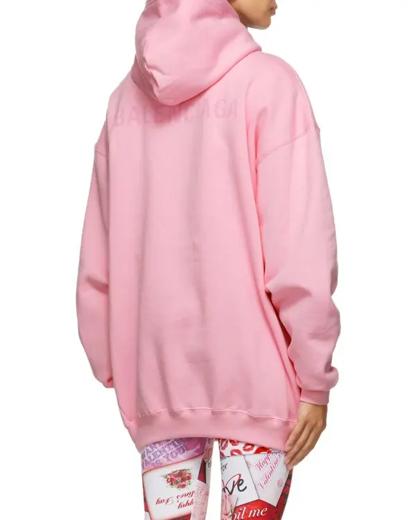 Balenciaga Logo Printed Oversize Hoodie - Pink