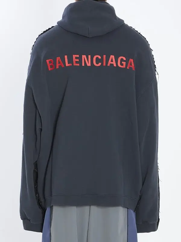Balenciaga Oversized Layered Denim And Fleece Jacket