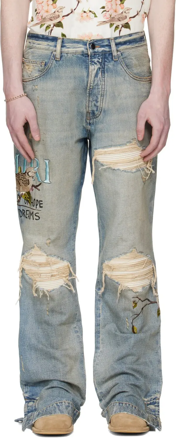 Amiri Chateau Mx1 Distressed Flare Jeans