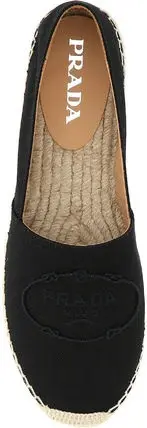 Prada Embroidered Logo Espadrilles - Black