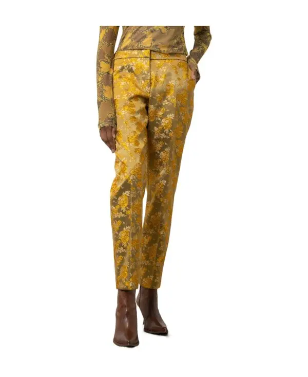 Dries Van Noten Floral Jacquard Straight Leg Trousers