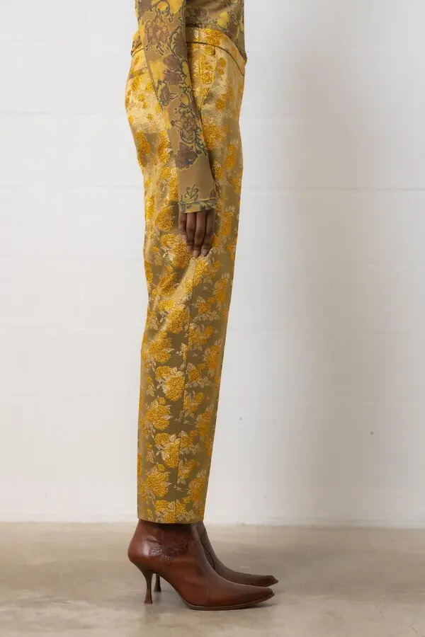 Dries Van Noten Floral Jacquard Straight Leg Trousers