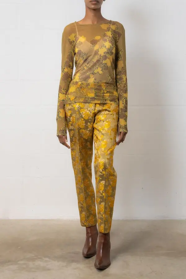 Dries Van Noten Floral Jacquard Straight Leg Trousers