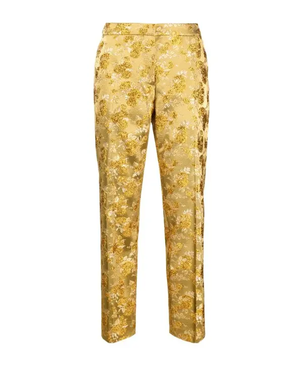 Dries Van Noten Floral Jacquard Straight Leg Trousers - Yellow