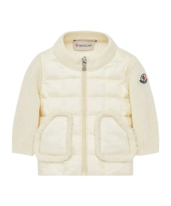 Moncler Padded Zip-up Cardigan With Crocheted Trim