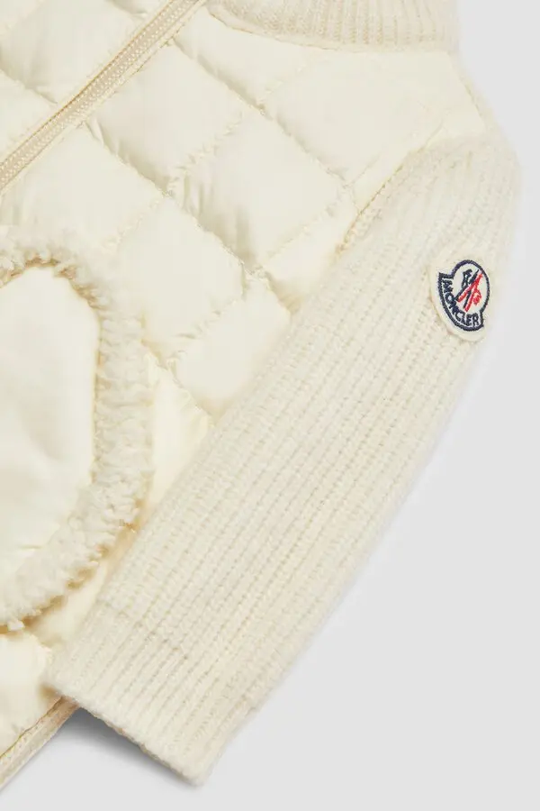 Moncler Padded Zip-up Cardigan With Crocheted Trim