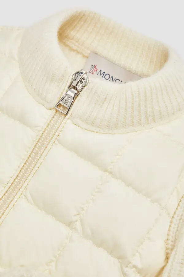 Moncler Padded Zip-up Cardigan With Crocheted Trim