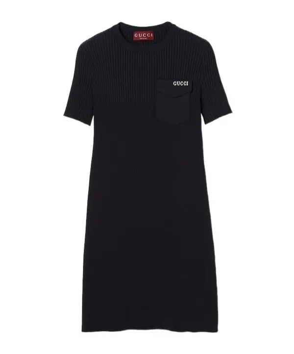 Gucci Logo Intarsia Short-sleeve Dress