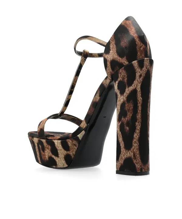 Dolce & Gabbana Leopard Print Platform Heeled Sandals