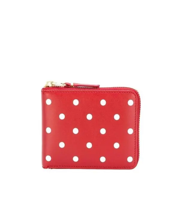 Comme Des Garçons Dot Printed Zip-around Wallet - Red