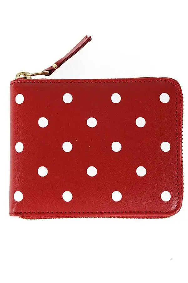 Comme Des Garçons Dot Printed Zip-around Wallet - Red
