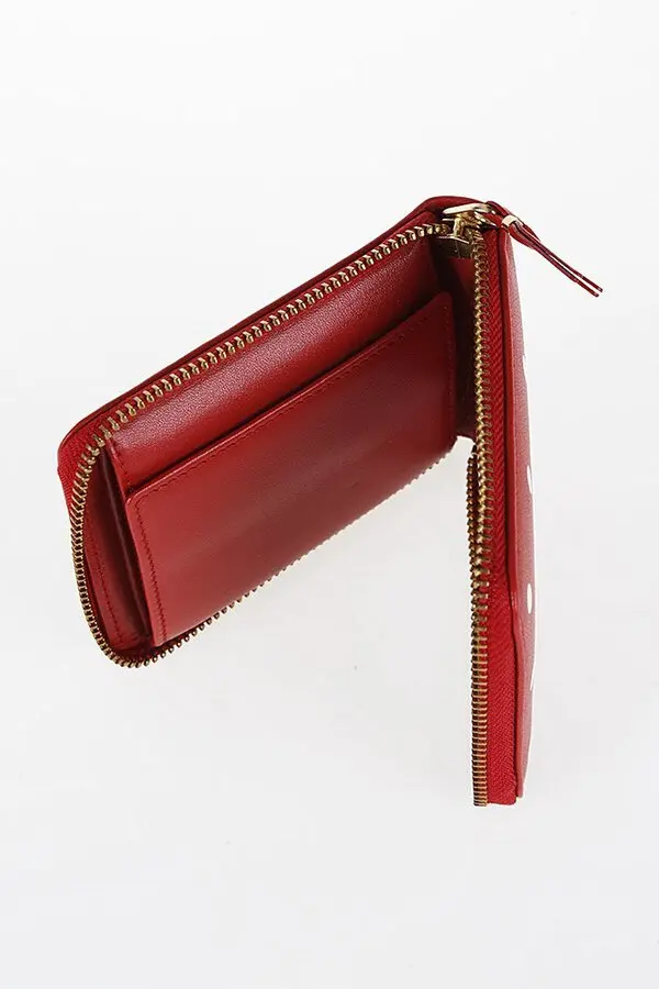 Comme Des Garçons Dot Printed Zip-around Wallet - Red