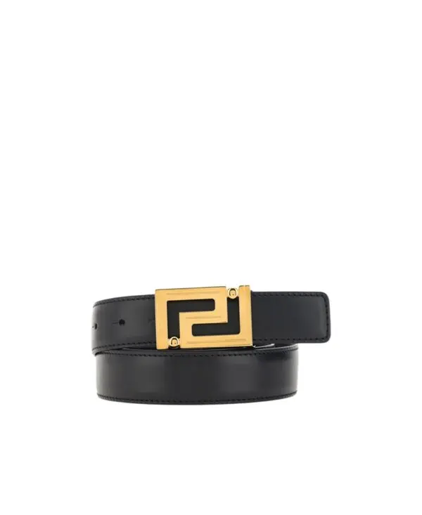 Versace Greca Goddess Buckle Belt - Black/gold