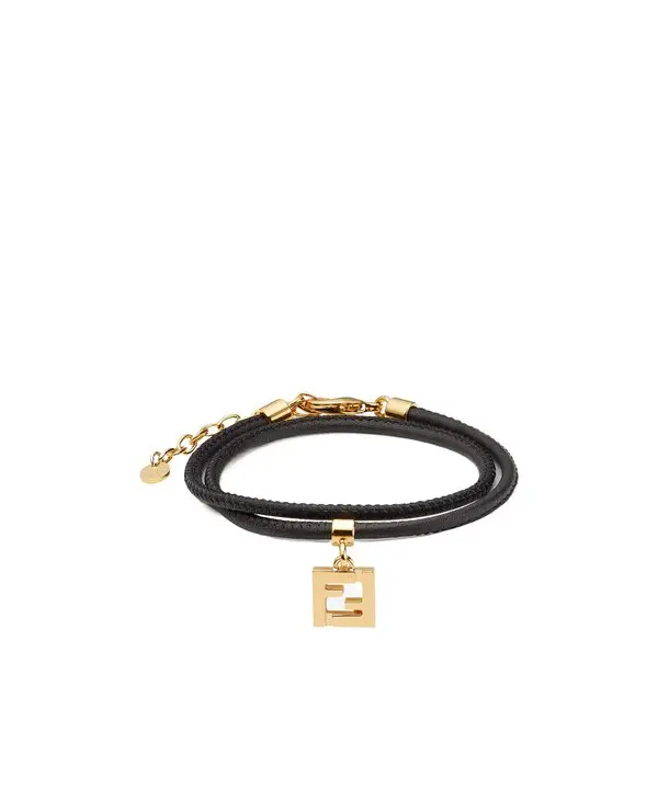 Fendi Double Wrap Bracelet With Ff Charm - Black