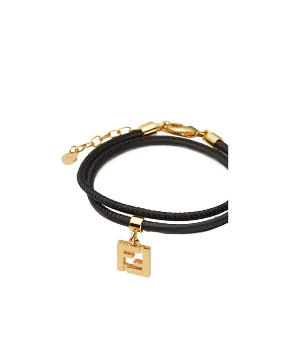 Fendi Double Wrap Bracelet With Ff Charm - Black