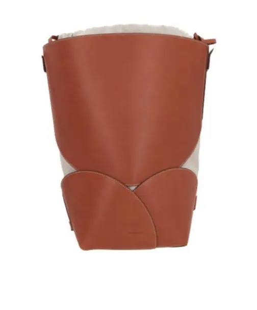 JIL SANDER Logo Embossed Drawstring Bucket Bag - Brown