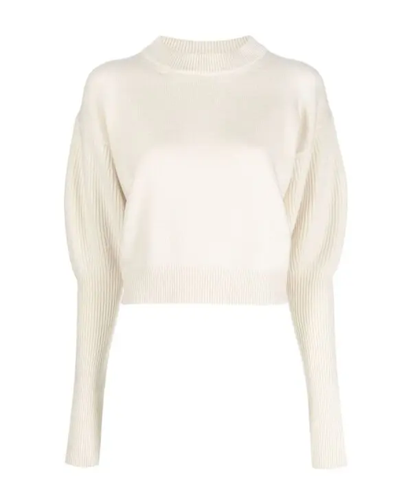 Alexander McQueen Long Sleeve Cropped Knit Jumper - White
