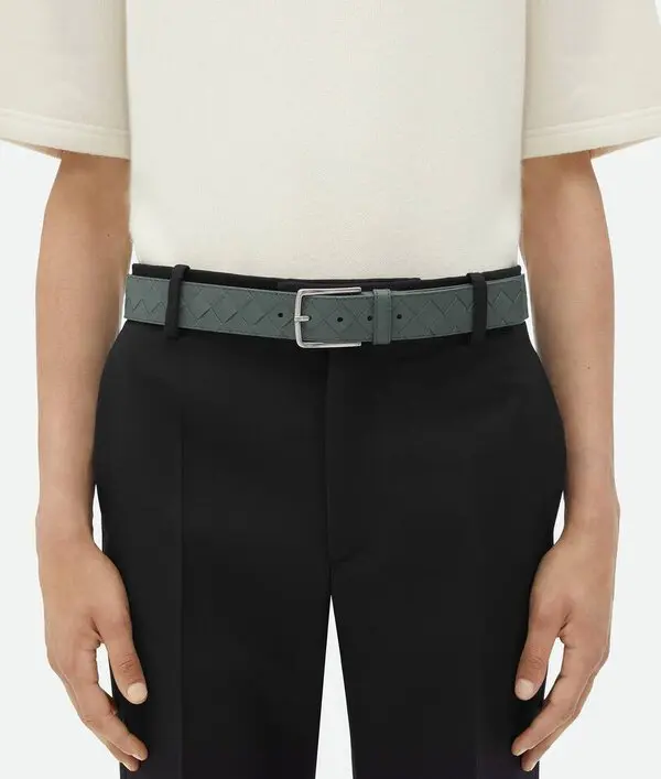 Bottega Veneta Intrecciato Leather Belt - Black