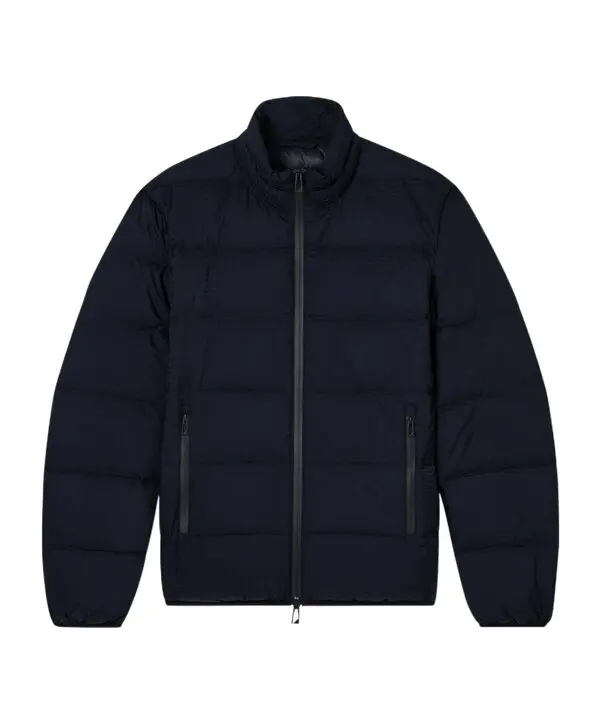 Emporio Armani Water-repellent, Quilted Nylon Down Jacket With Jacquard Logo Lettering - Black