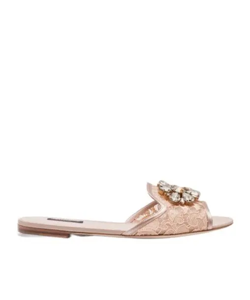 Dolce & Gabbana Dolce Gabbana Embellished Slip-on Sandals - Nude