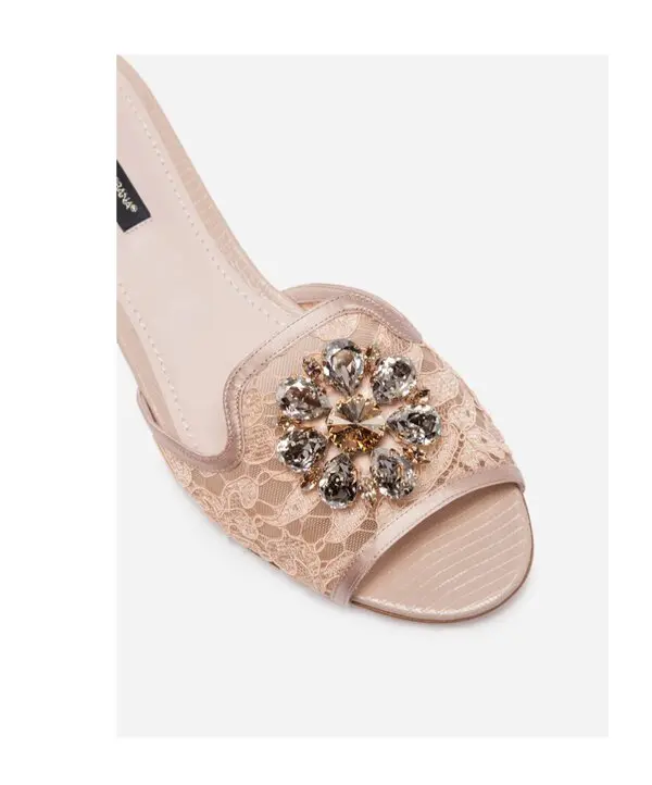 Dolce & Gabbana Embellished Slip-on Sandals - Nude
