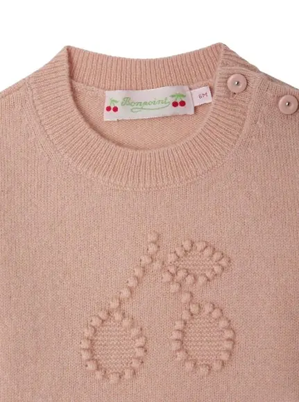 Bonpoint Almire Cashmere Sweater With Cherry Embroidery