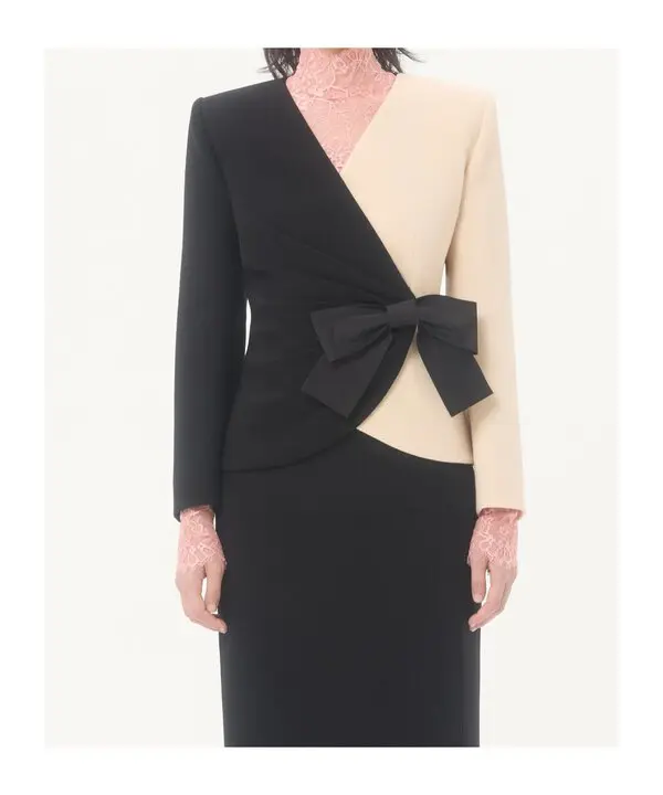 Valentino Garavani Wool Crepe Jacket With Contrasting Bow Detail