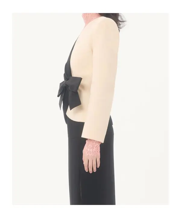 Valentino Garavani Wool Crepe Jacket With Contrasting Bow Detail