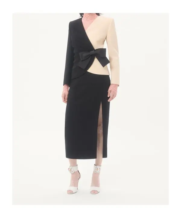 Valentino Garavani Wool Crepe Jacket With Contrasting Bow Detail
