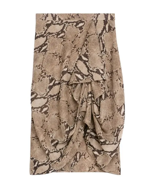 Celine Draped Skirt In Silk Georgette - Brown