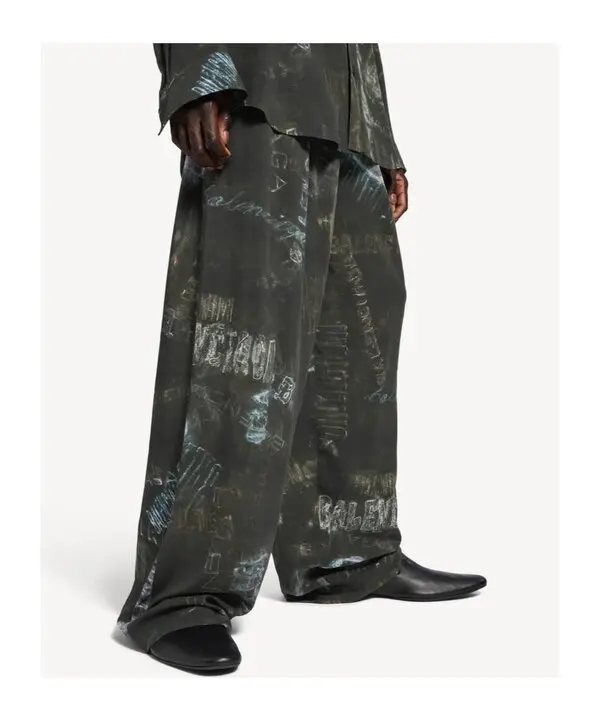 Balenciaga Printed Wide-leg Elastic Waistband Pants