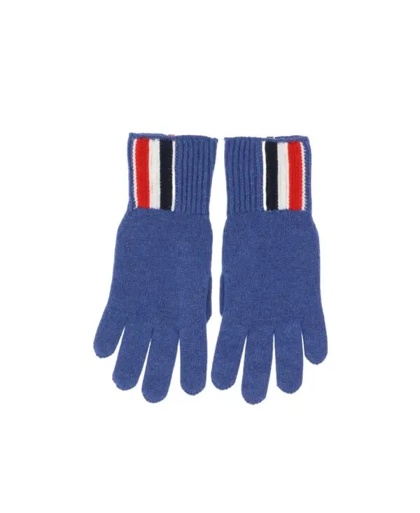 Thom Browne Rwb Intarsia Knitted Striped Gloves - Blue