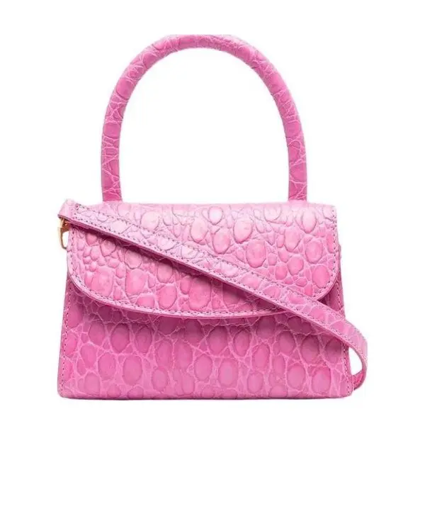 By Far Imitation Crocodile Embossed Mini Handbag - Pink