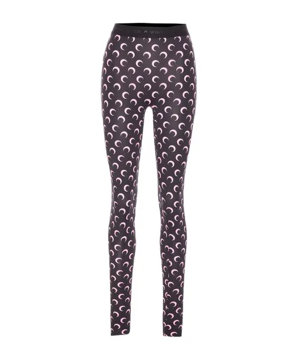 MARINE SERRE Fuseaux Moon-printed Leggings - Black