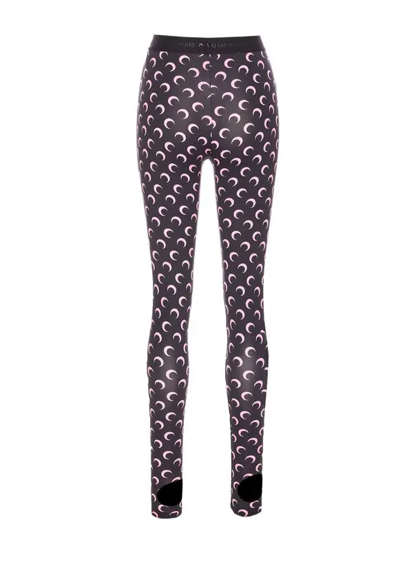 MARINE SERRE Fuseaux Moon-printed Leggings - Black