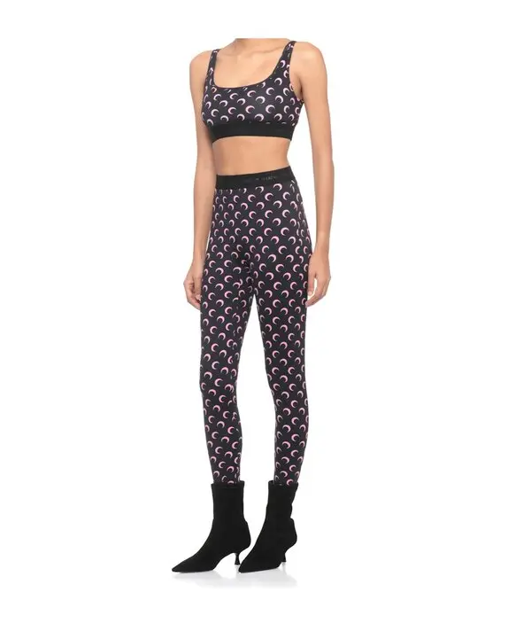 MARINE SERRE Fuseaux Moon-printed Leggings - Black