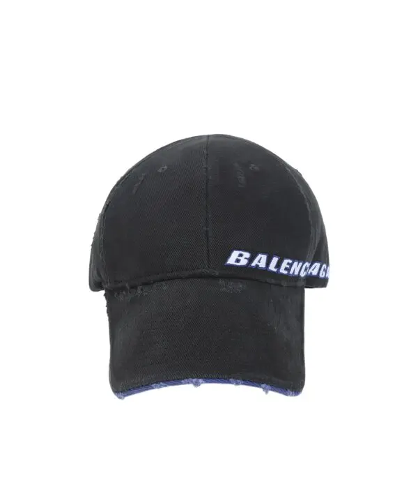 Balenciaga Logo Embroidered Baseball Cap - Black