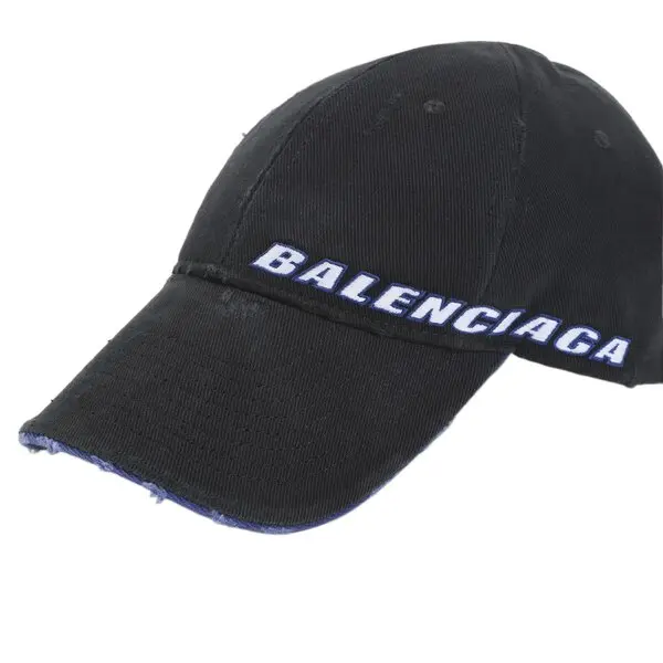 Balenciaga Logo Embroidered Baseball Cap - Black
