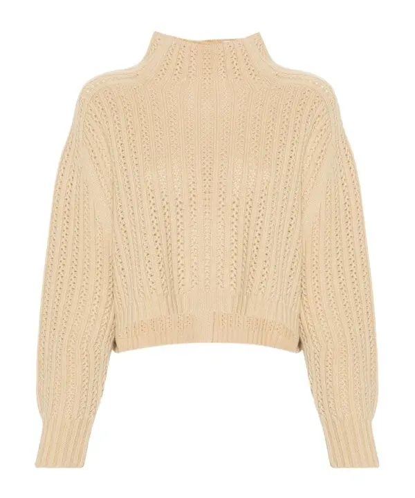 Max Mara Hodeida High Neck Cropped Cardigan - Nude