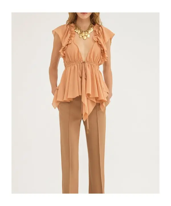 Chloé Ruffled Sleeveless Silk Blouse