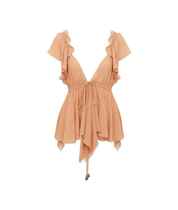 Chloé Ruffled Sleeveless Silk Blouse - Pink