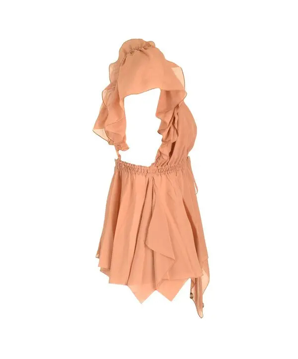 Chloé Ruffled Sleeveless Silk Blouse - Pink