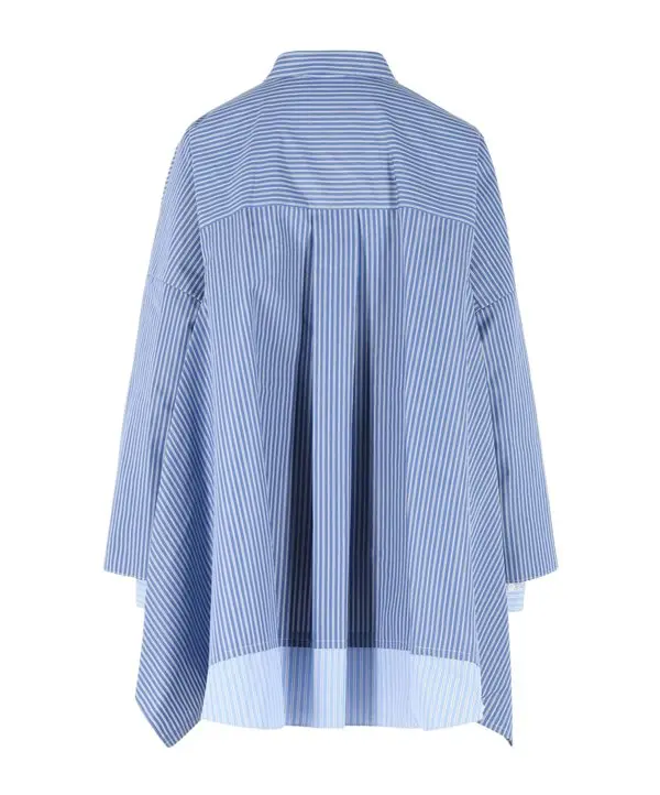 Sacai Striped Shirt With Mesh Sleeves - Blue