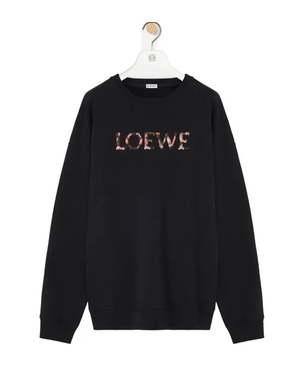 Loewe Logo Embroidered Crewneck Sweatshirt - Black