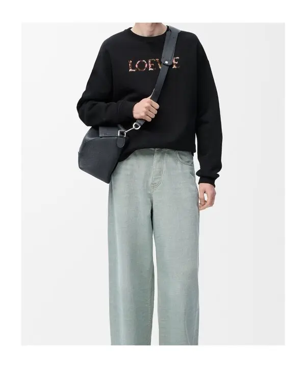 Loewe Logo Embroidered Crewneck Sweatshirt - Black