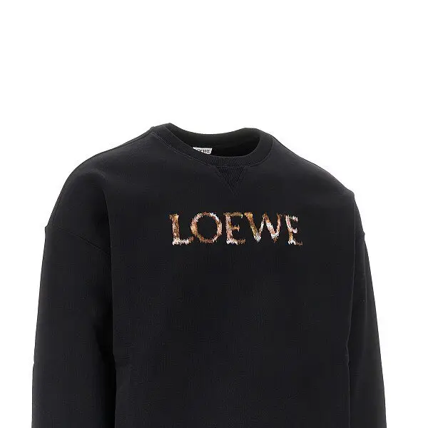 Loewe Logo Embroidered Crewneck Sweatshirt - Black