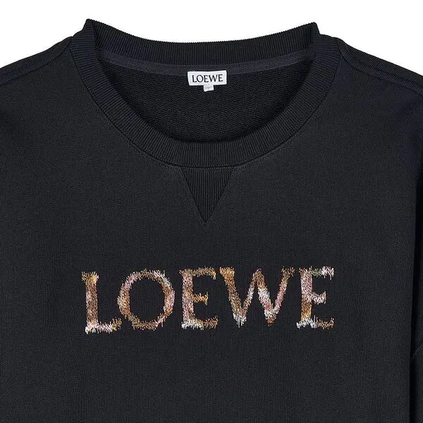 Loewe Logo Embroidered Crewneck Sweatshirt - Black